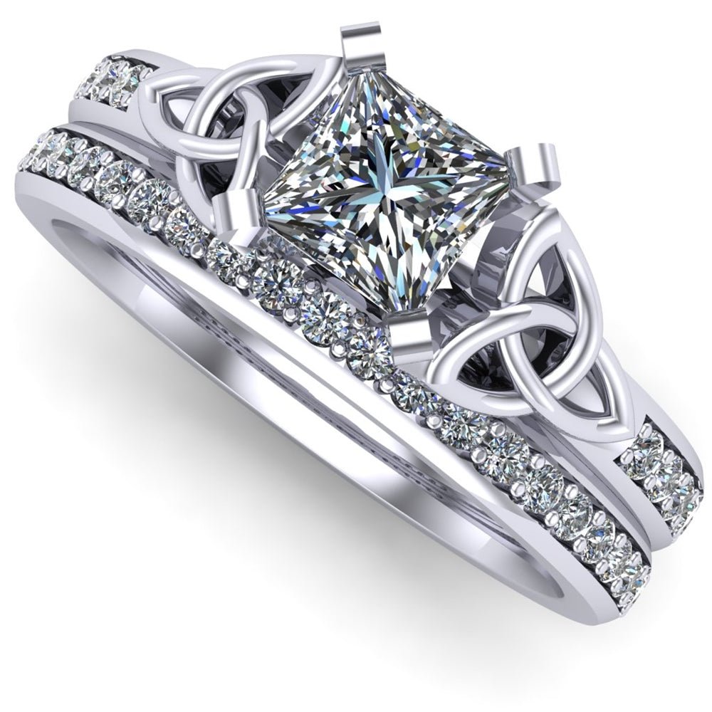 14K White Gold Irish Celtic Engagement Wedding Bridal Set AYLIN-1S-SET ...