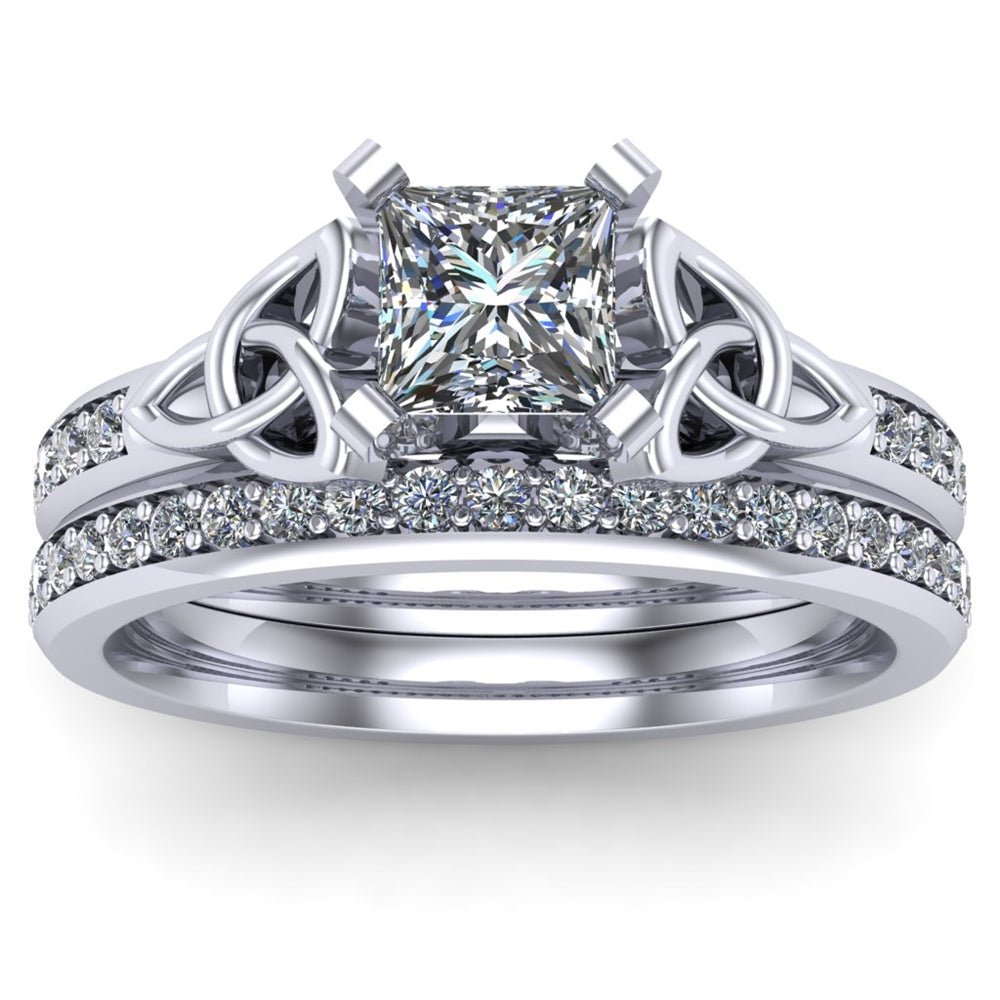 14K White Gold Irish Celtic Engagement Wedding Bridal Set AYLIN-1S-SET ...