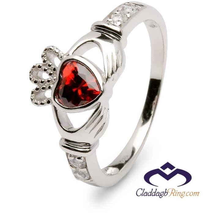 Ladies Birthstone Silver Claddagh Ring LS-SL90DC-1– CladdaghRING.com