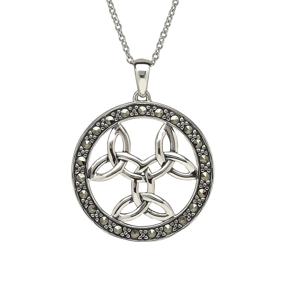 Sterling Silver Triple Trinity Circle with Marcasite Pendant Made in ...