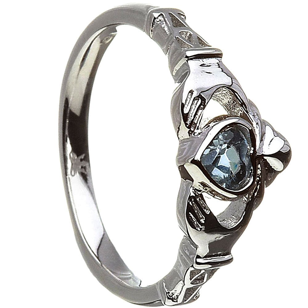 Ladies Birthstone Silver Claddagh Ring LS-BSRV2-12– CladdaghRING.com