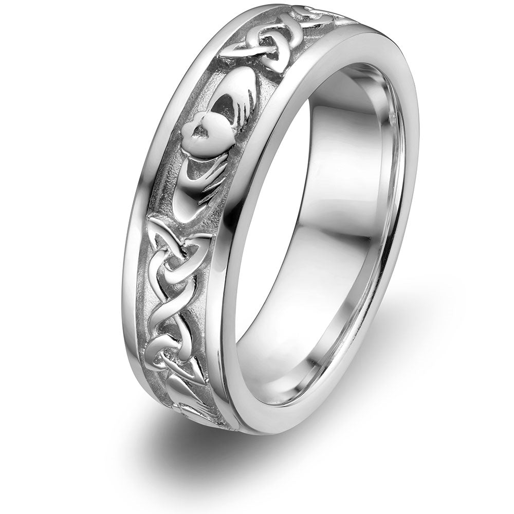 Ladies Sterling Silver Claddagh Wedding Ring ULS-6344– CladdaghRING.com