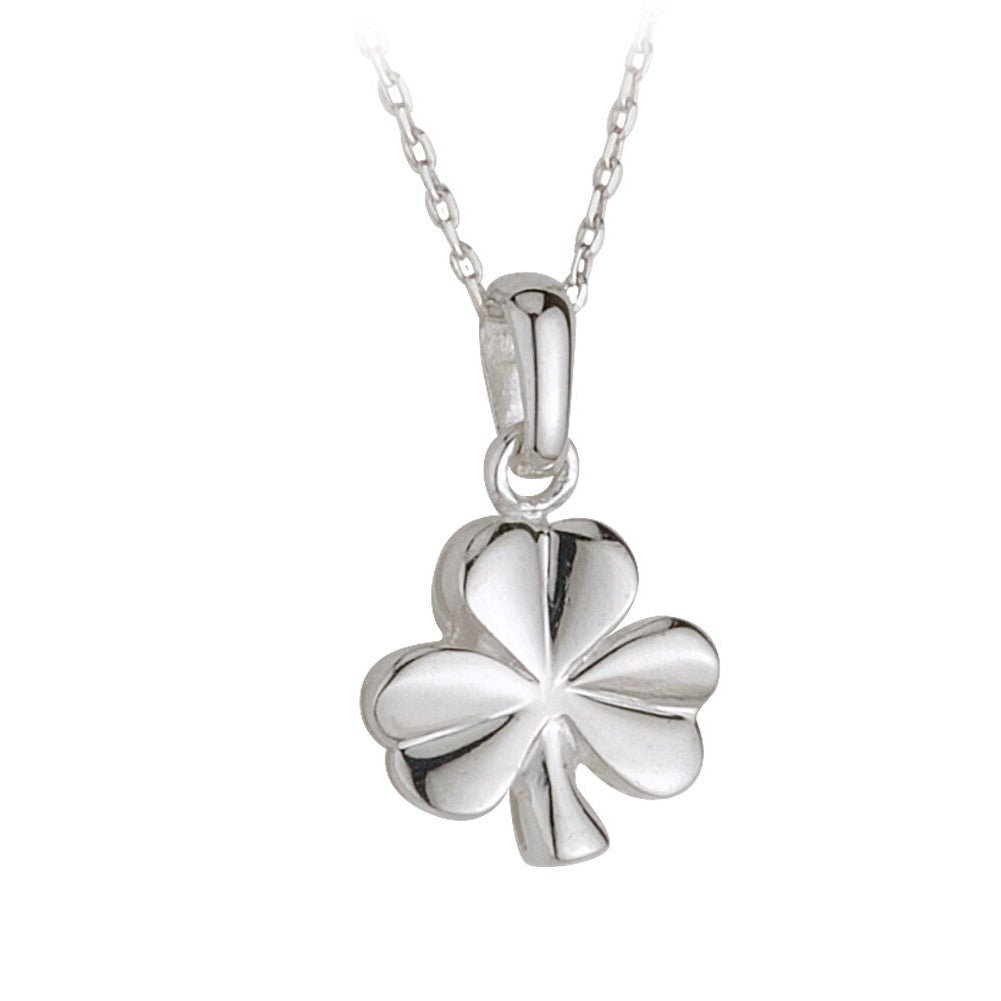 Sterling Silver Shamrock Pendant with Chain - S44015– CladdaghRING.com