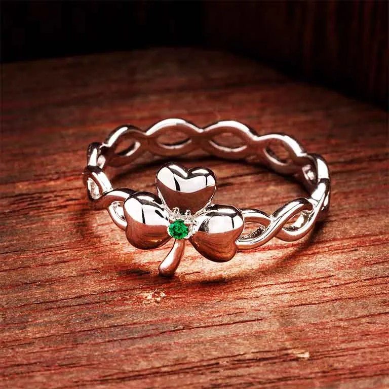 Ladies Celtic Shamrock Ring SL118– CladdaghRING.com
